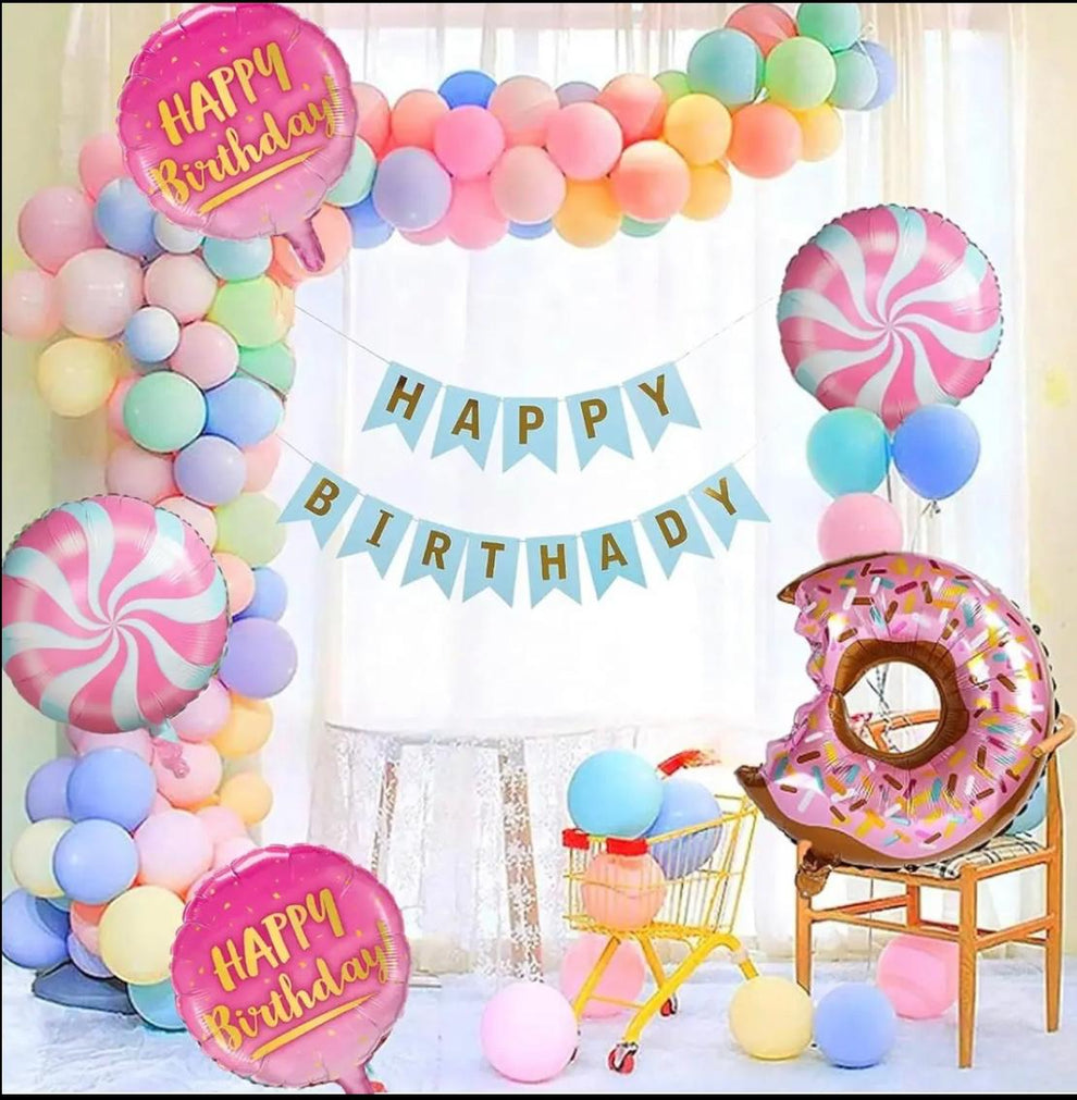 Donut Theme Happy Birthday Set all Items and Accesories Included